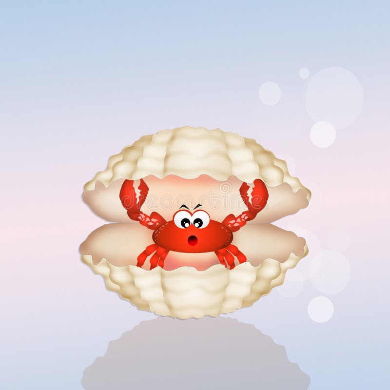 Crab in the shell stock illustration. Illustration of joyful - 70130384