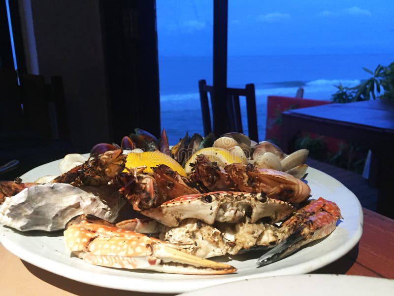 Crab Shrimp Octopus Fish Shell Seafood Grilled Stock Image - Image of ...