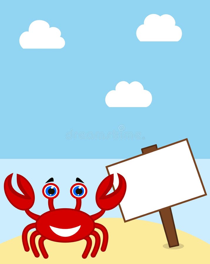 A Crab with Sign on a Paradise Beach Stock Vector - Illustration of ...