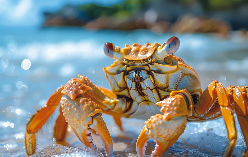 A Crab is Standing on the Beach, Looking Out into the Ocean Stock Image ...