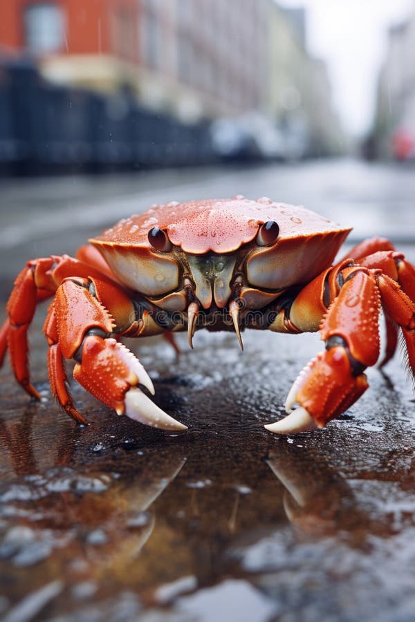 A Crab Standing on a Wet Surface, Perfect for Marine-themed Designs ...
