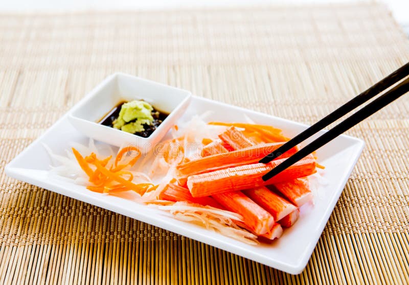 Crab stick in plate stock image. Image of plate, stick - 107042375