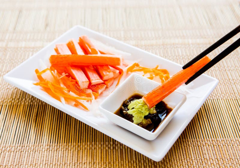 Crab stick in plate stock photo. Image of healthy, asia - 107042404