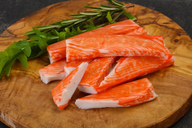 Crab Stick Surimi Over Board Stock Photo - Image of ingredient, healthy ...