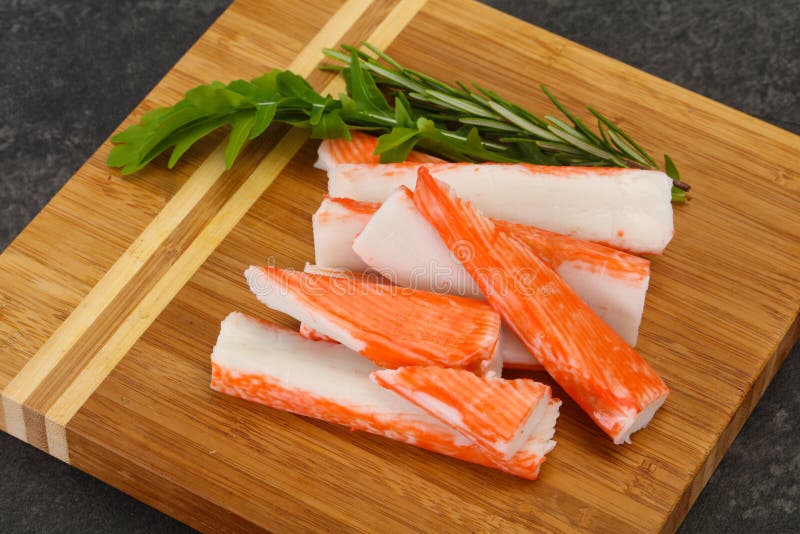 Crab Stick Surimi Over Board Stock Image - Image of heap, group: 197085469