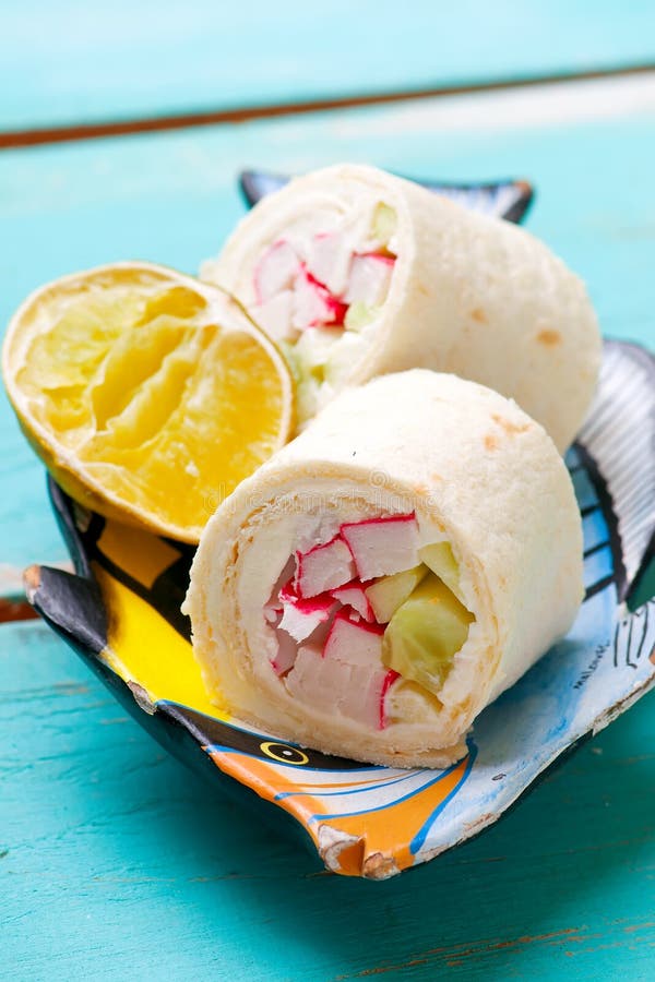 Crab Stick Wrap.selective Focus Stock Photo - Image of healthy, lunch ...
