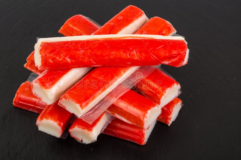 Crab Sticks in Plastic Packaging Stock Photo - Image of product, snack ...
