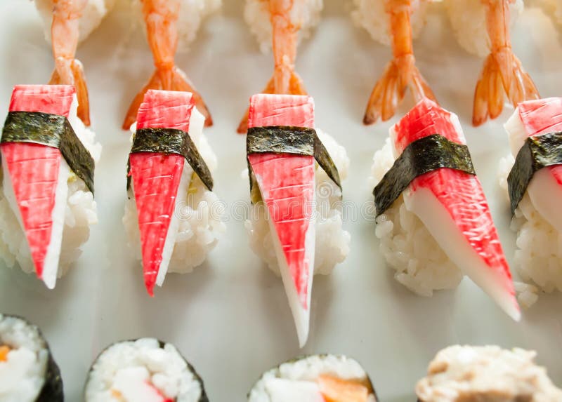Crab sushi. stock photo. Image of meal, fish, black, diet - 29005488