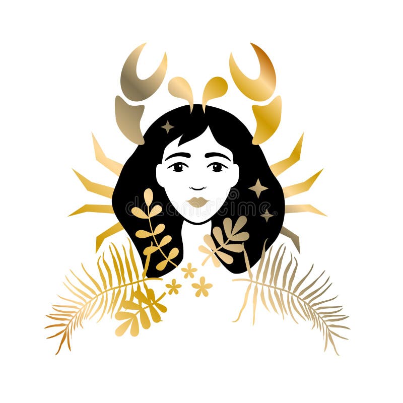 Cancer Zodiac Sign As Beautiful Girl Stock Illustrations 125 Cancer