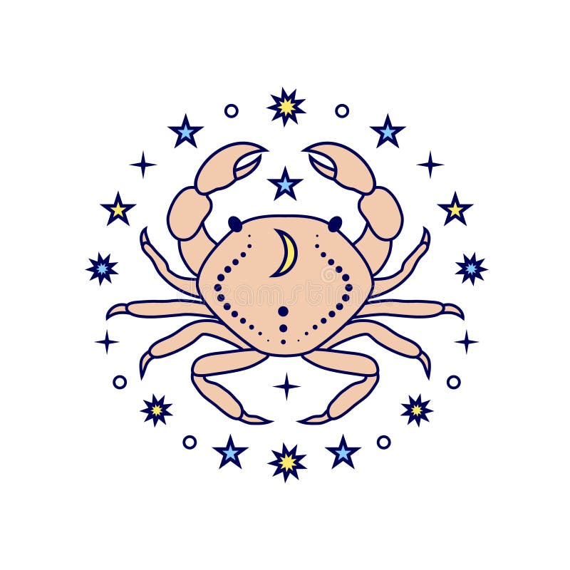 Crab Zodiac Of Cancer Logo Line Art Simple Minimalist Vector