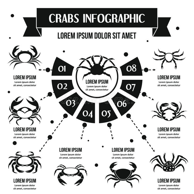 Crabs Infographic Concept, Simple Style Stock Vector - Illustration of ...