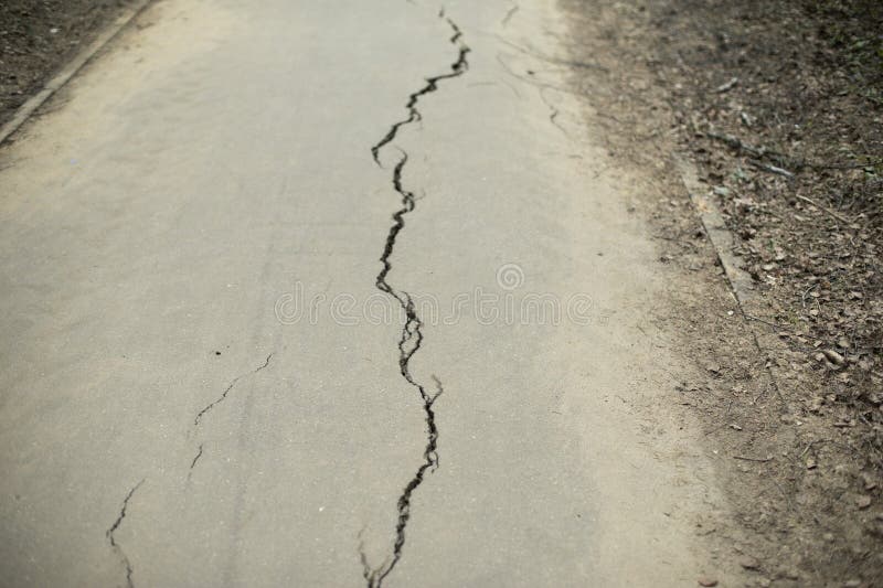 Crack in Asphalt. Path in Park Stock Photo - Image of bumpy, sidewalk ...