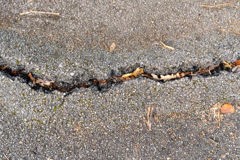 Crack in the Asphalt Road. Break of the Pavement Surface Stock Photo ...
