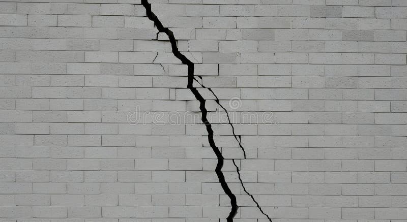 Crack in Brick Wall Reveals Structural Damage and Potential Instability ...