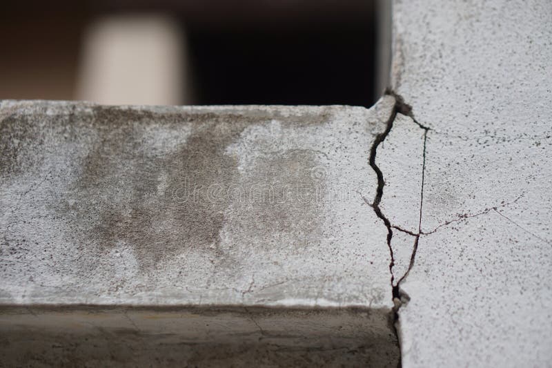 Crack and Broken on Cement Wall Building Pole. Stock Photo - Image of ...