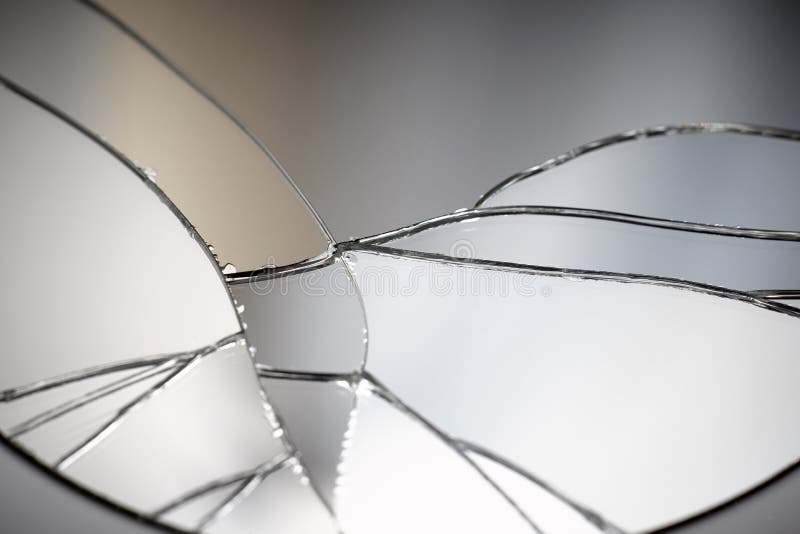Crack And Broken Mirror In A Front View Image Stock Photo - Image of ...