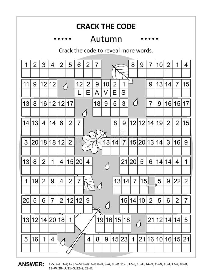 Crack the Code Word Game with Autumn Words Stock Vector - Illustration ... Crack the Code Word Game with Autumn Words Stock Vector - Illustration ...