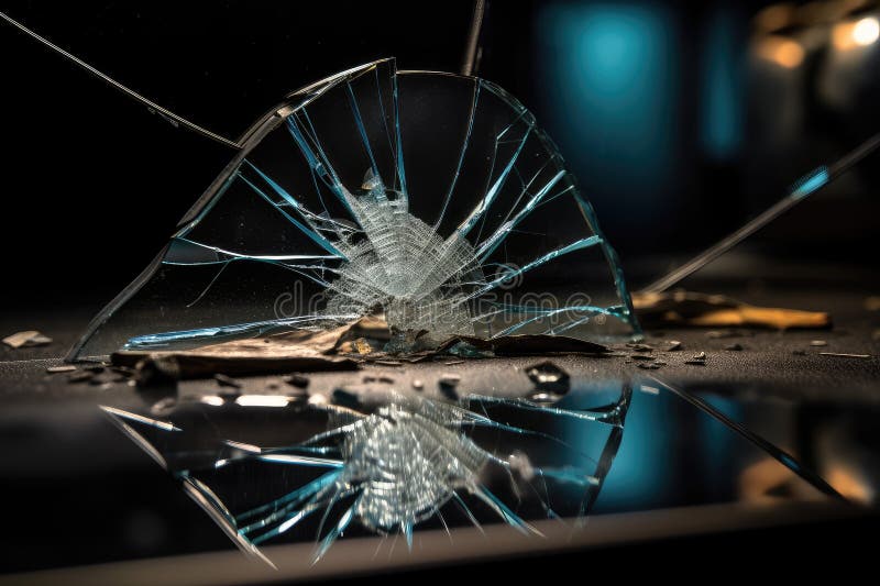 Crack in the Glass of a Broken Mirror, Reflecting the Surrounding ...