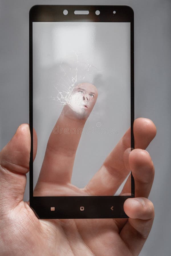 Crack on the Glass from Over-tapping the Screen by the User. the Human ...