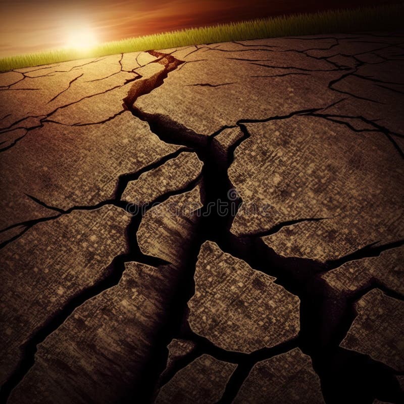 Crack in the Ground from an Earthquake, Generative Ai Stock ...