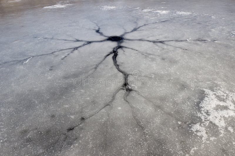 Crack in the Ice on Frozen Lake Surface Stock Photo - Image of surface ...