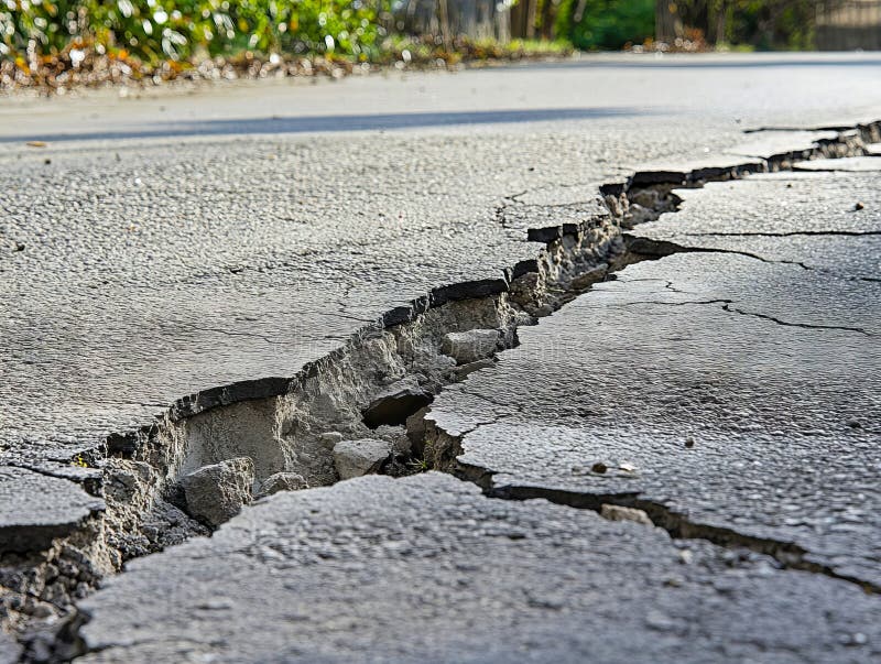 A Crack in the Middle of a Road that Has Been Repaired Stock Image ...