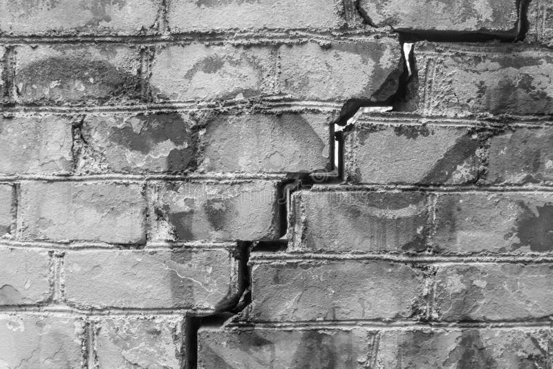 Crack on Old Brick Broken Wall Texture Damaged Background Stock Photo ...
