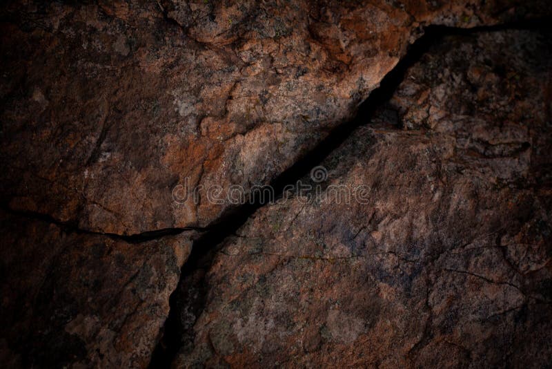 Crack in the Rock on Mountain in Dark Mood. Stock Photo - Image of ...