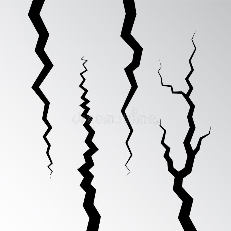 Crack Vector Wall Line Effect. Ground Broken Cracked Wall Earthquake ...