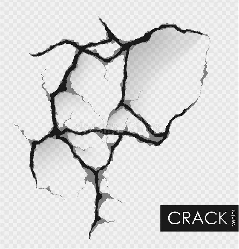 Crack on the Wall with Broken Pieces Stock Vector - Illustration of ...