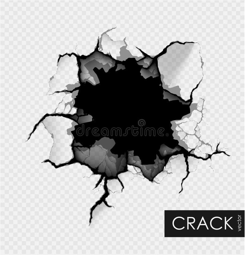 Crack on the Wall with Broken Pieces Stock Vector - Illustration of ...