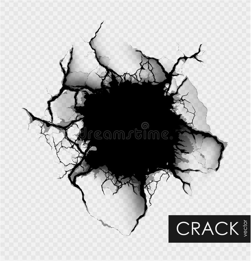 Crack on the Wall with Broken Pieces Stock Vector - Illustration of ...