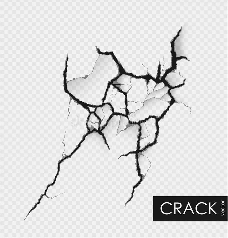 Crack on the Wall with Broken Pieces Stock Vector - Illustration of ...