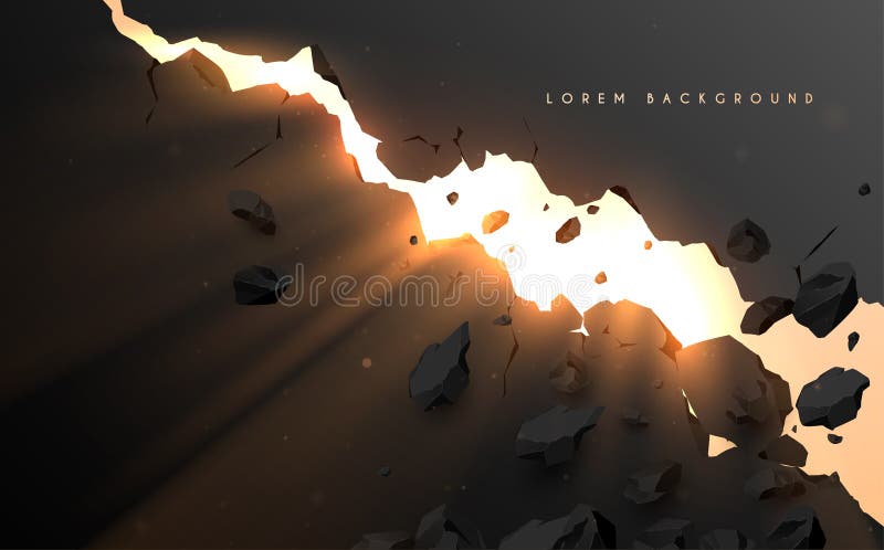 Crack Wall Hole with Light Effect Stock Vector - Illustration of aged ...