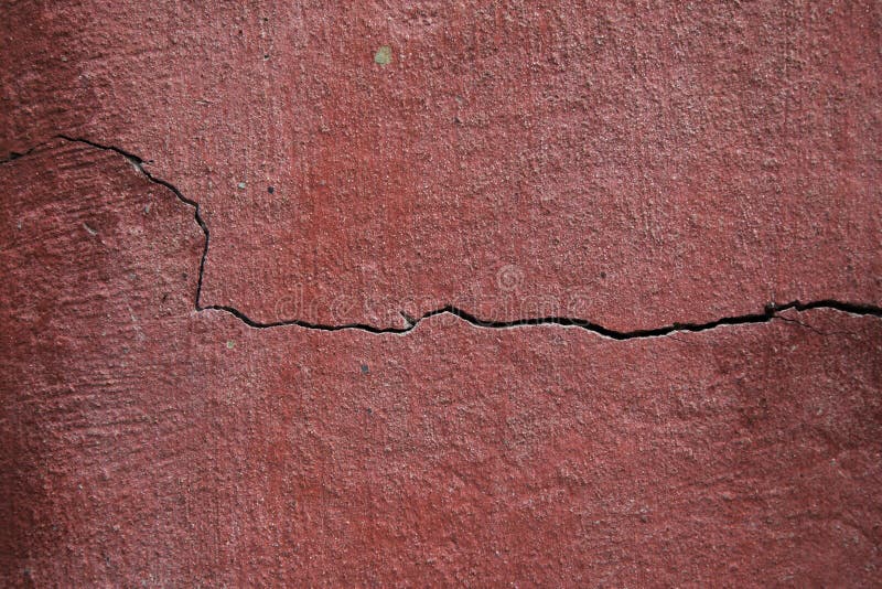 Crack on the Wall with a Red Painted Structure Stock Photo - Image of ...