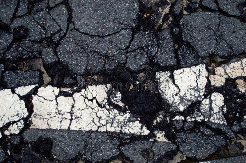 Crack White Line Road on Asphalt Floor in Parking Stock Photo - Image ...