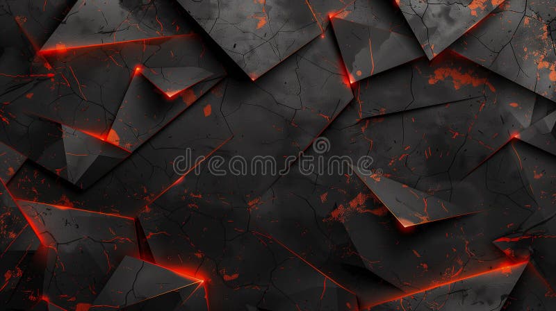 Cracked Abstract Background with Glowing Red Lines Stock Illustration ...