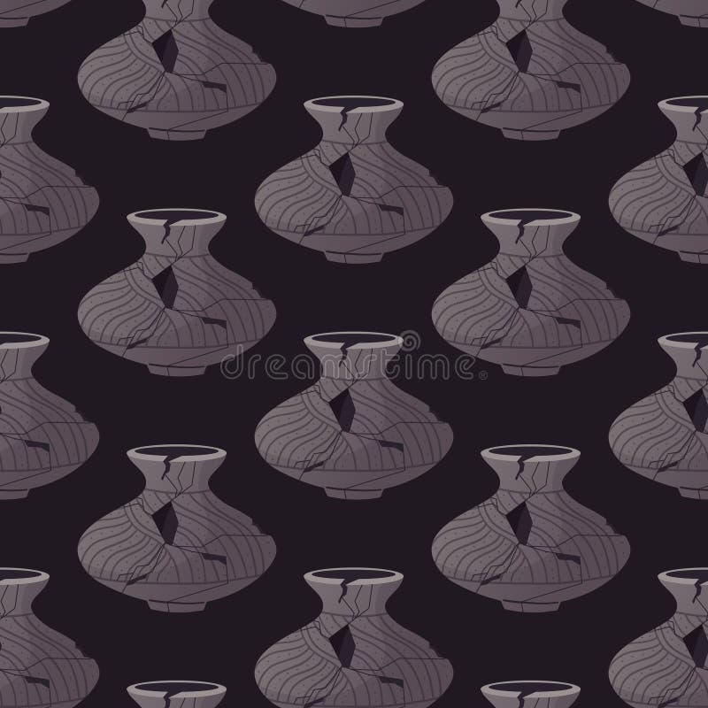 Cracked African Clay Pot with Ethnic Pattern. Broken Tribal Earthenware ...