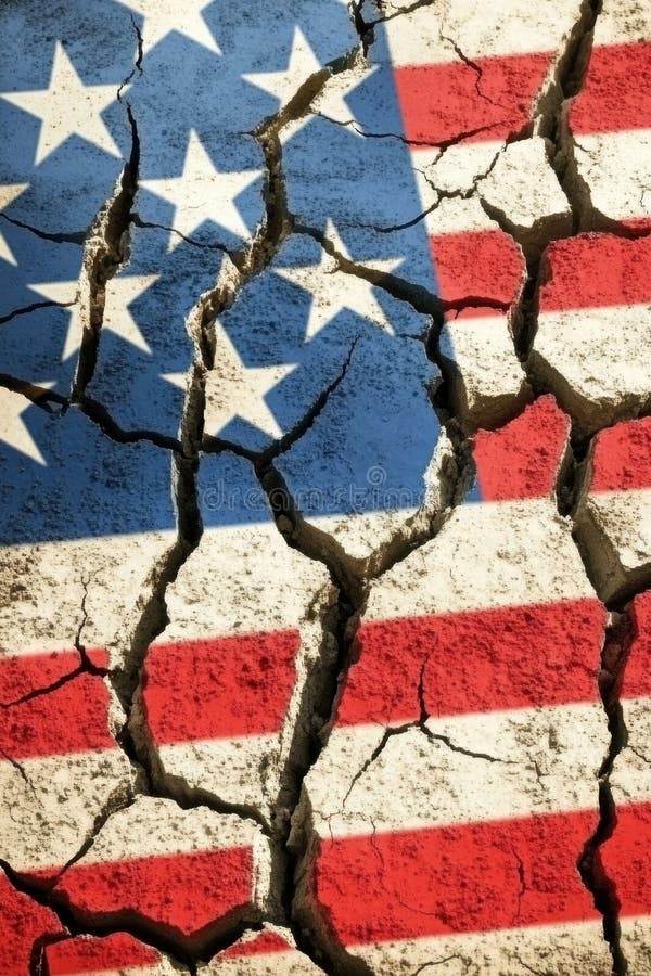 Cracked American Flag Symbolizing Division and Political Challenges ...