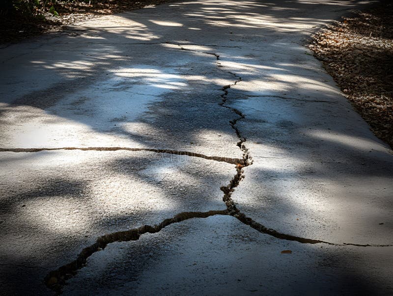 Cracked Asphalt Road Path Sunlight Shadows Stock Photo Stock ...