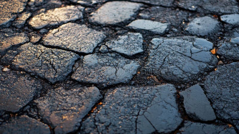 Cracked Asphalt Road Surface Close Up Texture Stock Illustration ...