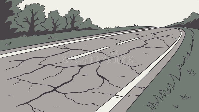 Cracked Asphalt Road Surface, Damaged Pavement Texture Vector Design ...