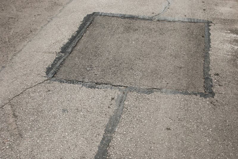 Repair asphalt patch stock image. Image of patched, bitumen - 216926257