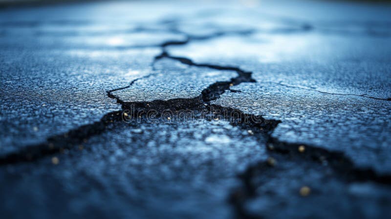 Cracked Asphalt Road Surface Showing Deep Fissures Stock Illustration ...