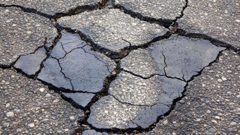Cracked Asphalt Road Surface Showing Significant Damage Stock ...