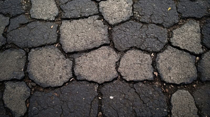 Cracked Asphalt Road Texture Closeup Irregular Stone Pavement ...