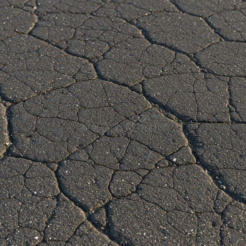 Cracked Asphalt Surface Featuring Irregular, Interconnected Patterns ...