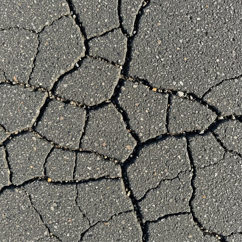 Cracked Asphalt Surface with Irregular, Jagged Patterns. the Rough ...