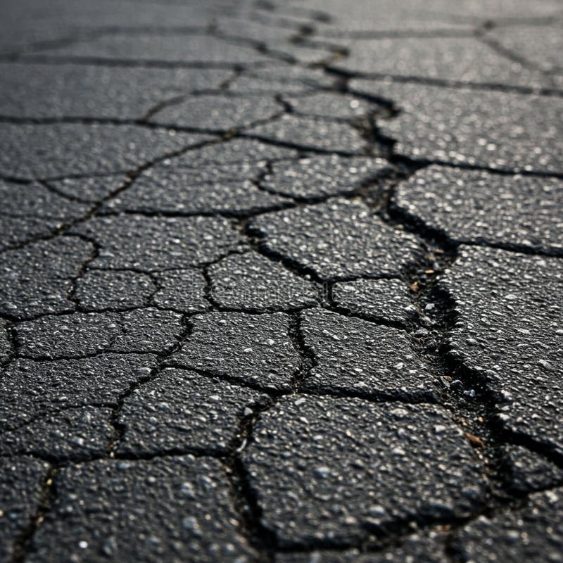 Cracked Asphalt Surface with Irregular Patterns. the Dark Gray Pavement ...