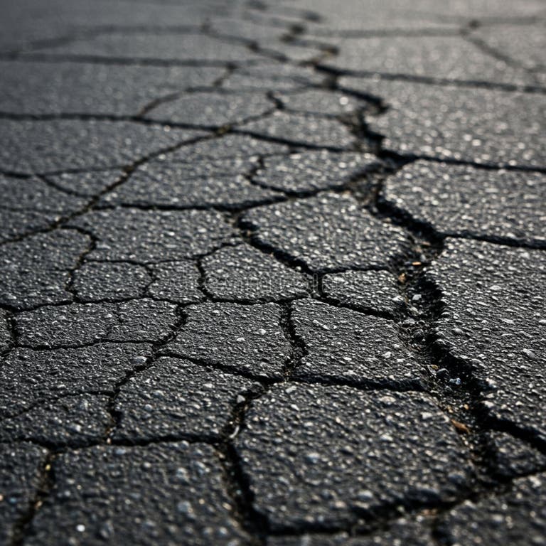 Cracked Asphalt Surface with Irregular Patterns. the Dark Gray Pavement ...